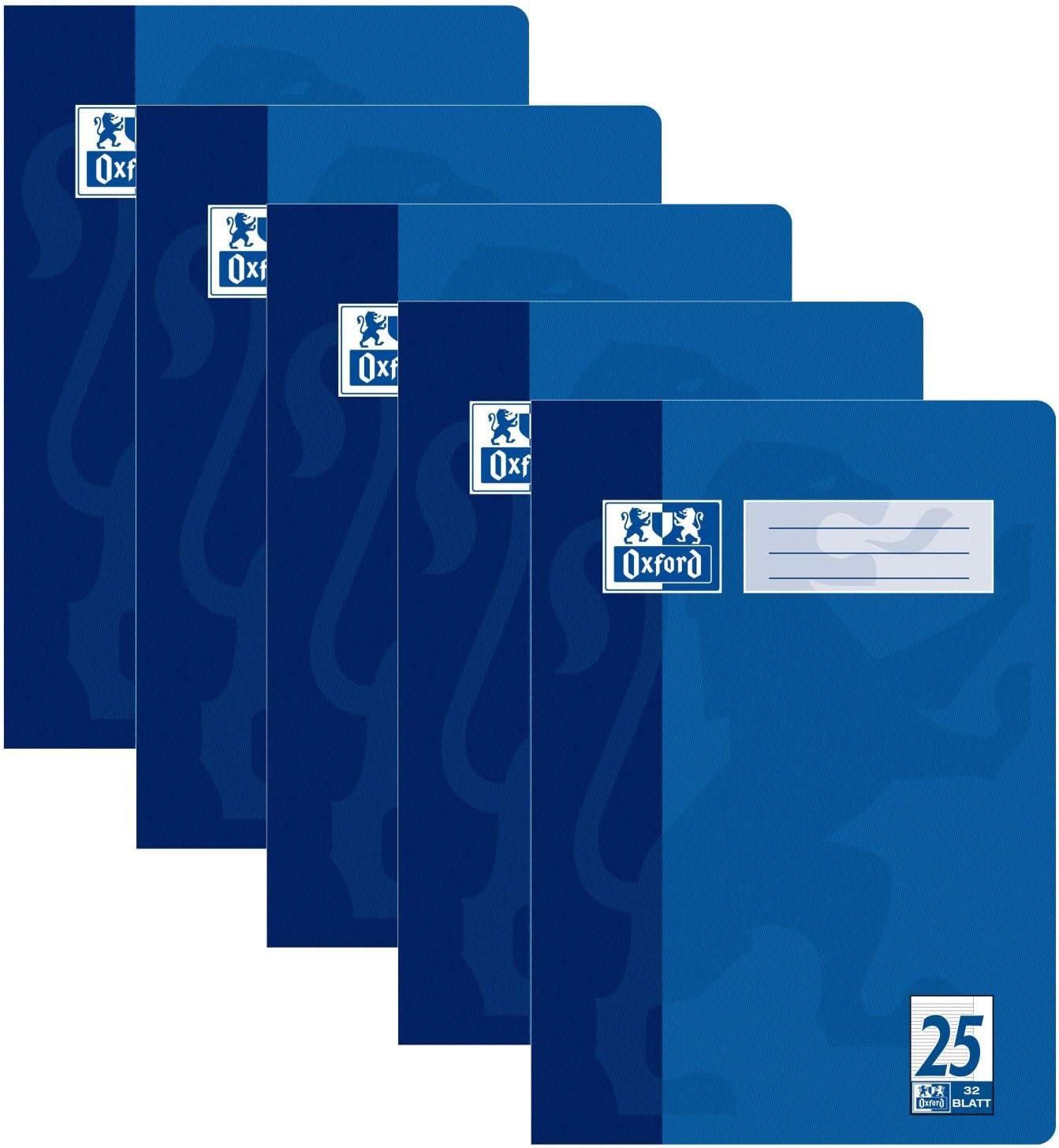 5er Pack Oxford Schule Schulheft DIN A4 16 Blatt Lineatur 25 liniert ...