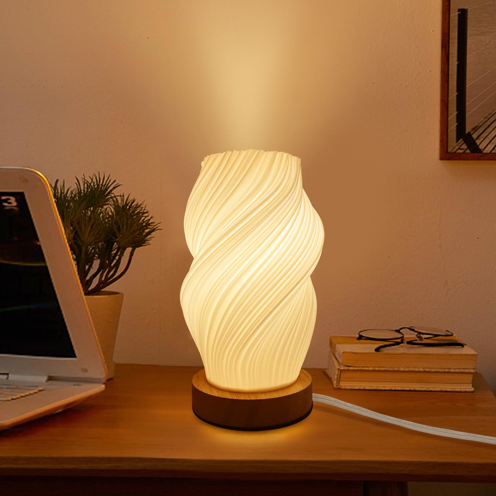 Zenply Bedside Table Lamp for Bedroom, Dimmable Nightstand Small Lamp ...