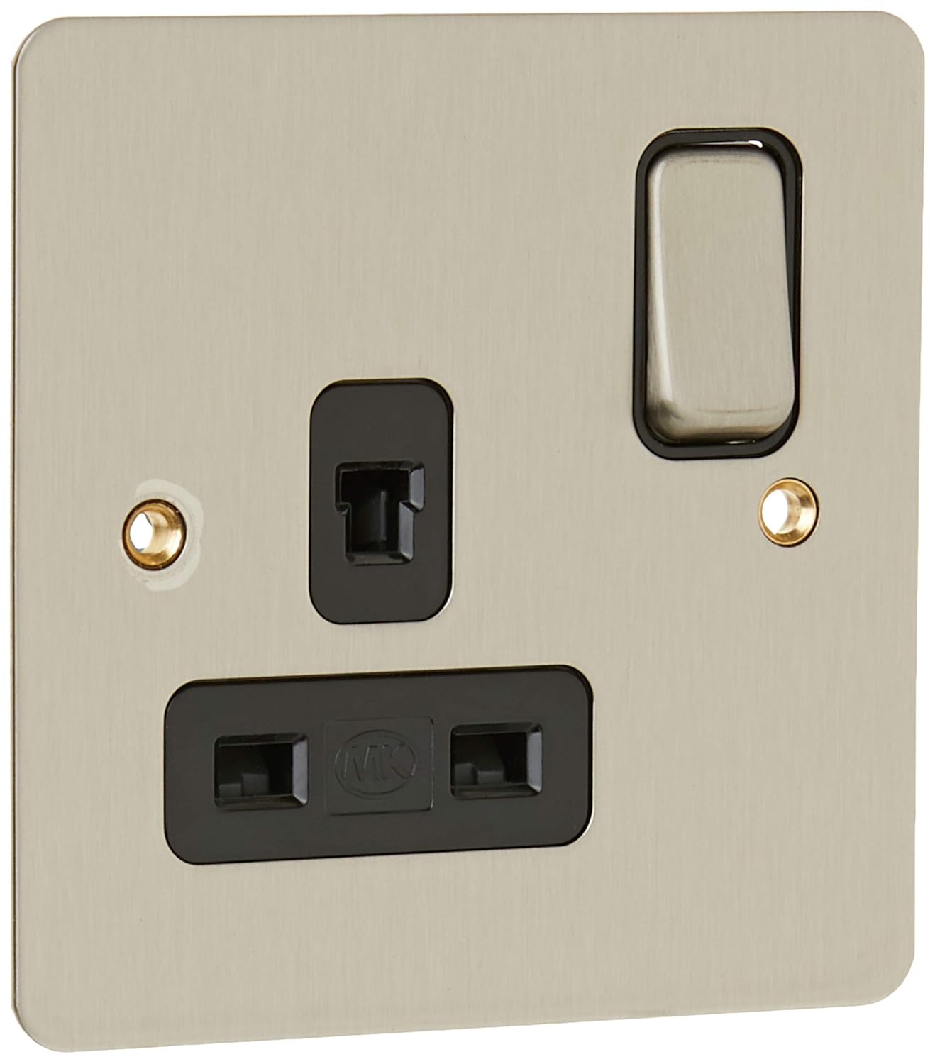MK Edge K14268LBSB 13A Single Non-Standard Switch Socket with Double ...