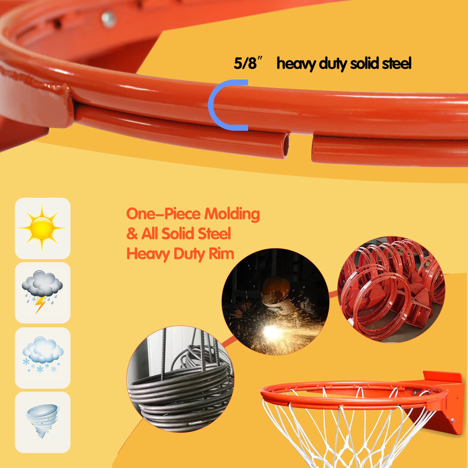 PROGOAL Breakaway Double Spring Basketball Rim, Heavy Duty Pro Slam ...