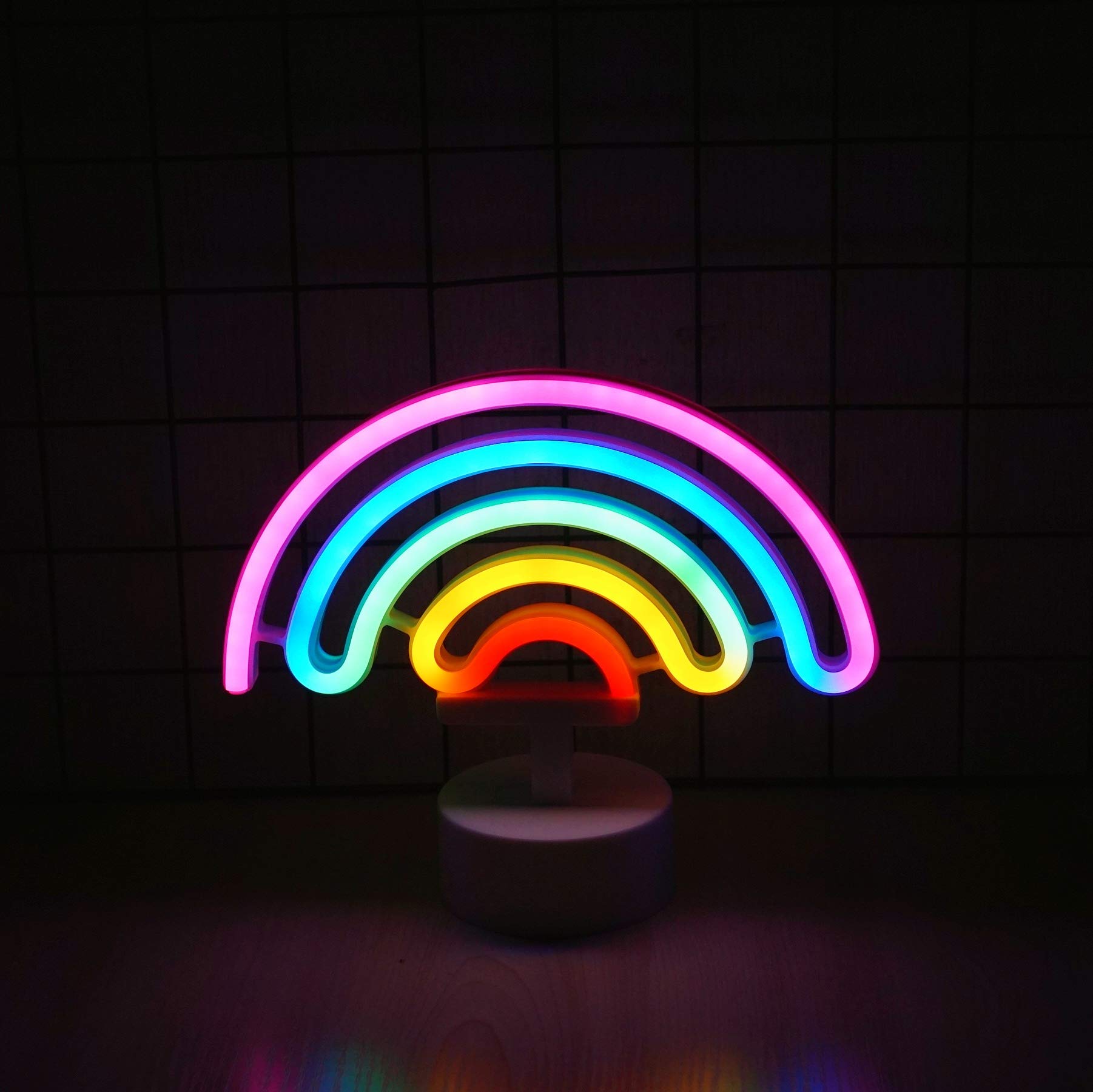 Ninight Rainbow Neon Light, Cute Colorful Neon Rainbow Sign, Battery Or ...