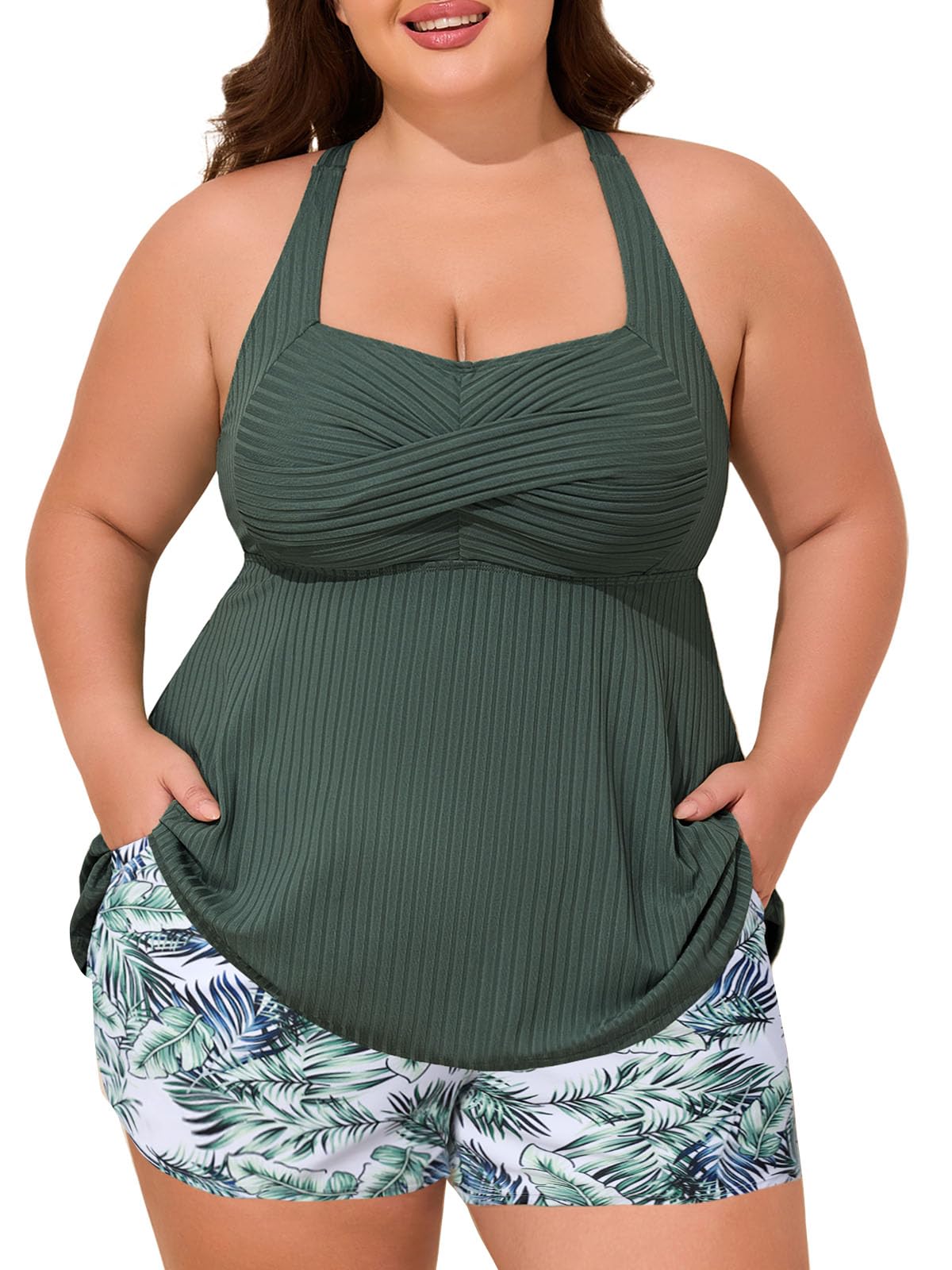 Summer Mae Ribbed Plus Size Tankini Swimsuits for Women Two Piece ...