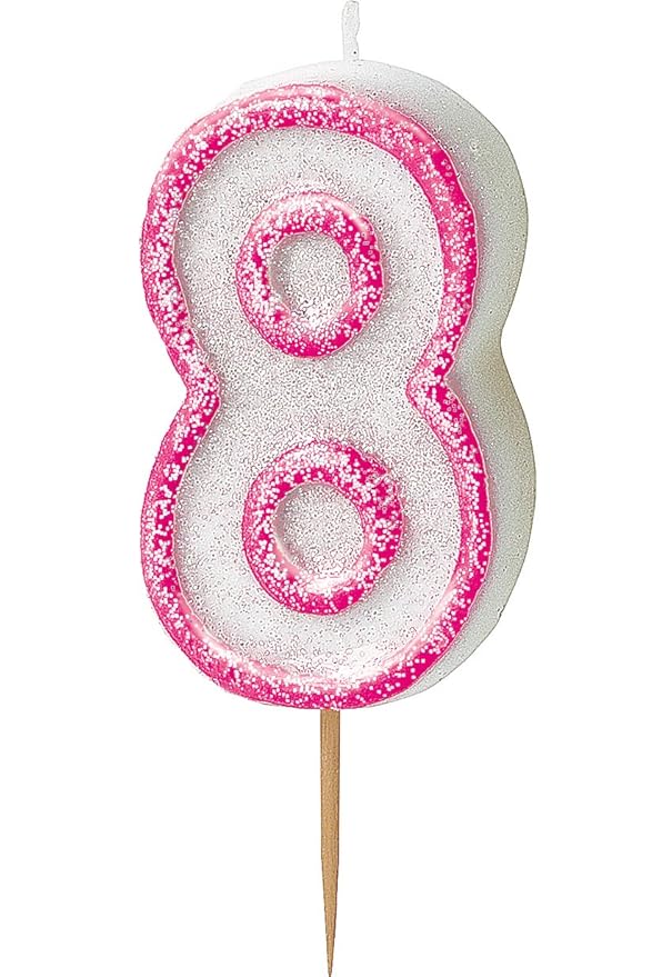 Unique Party- Vela de cumpleaños número 8, Color rosa brillante (37918 ...
