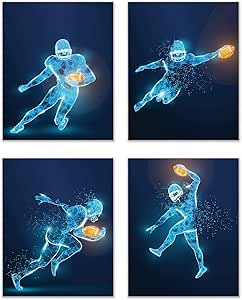 Amazon.com: Football X-Ray Wall Art Decor Prints - Set of 4 (8x10) Inch ...