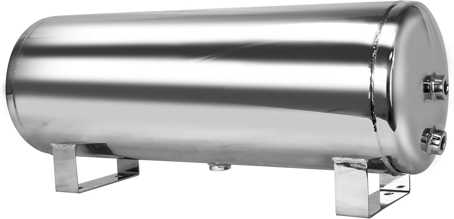 Amazon.com: 5 GALLON CHROME STEEL AIR TANK WITH 4 PORTS + DRAIN PORT ...