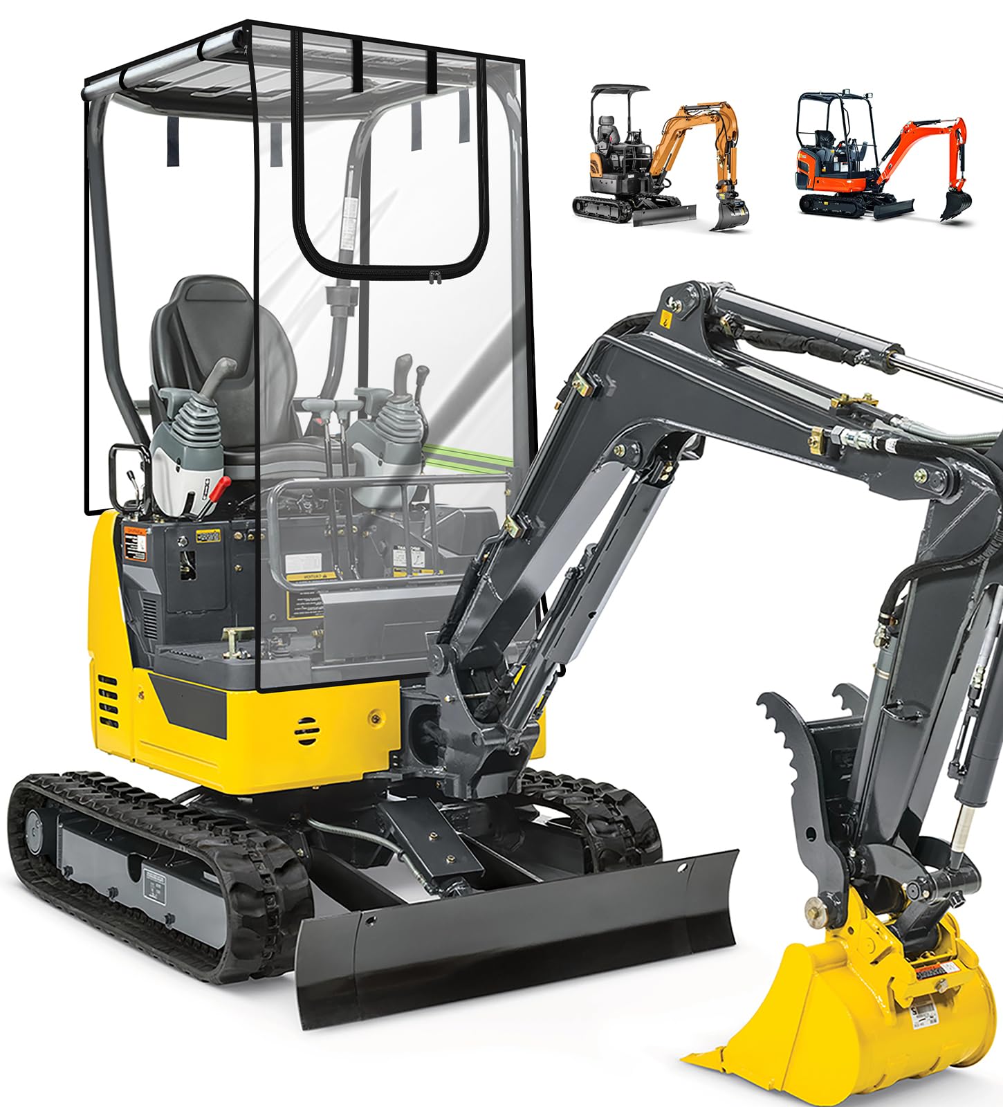 SKYJDM Mini Excavator Cover, Transparent Excavator Cab Enclosure with ...