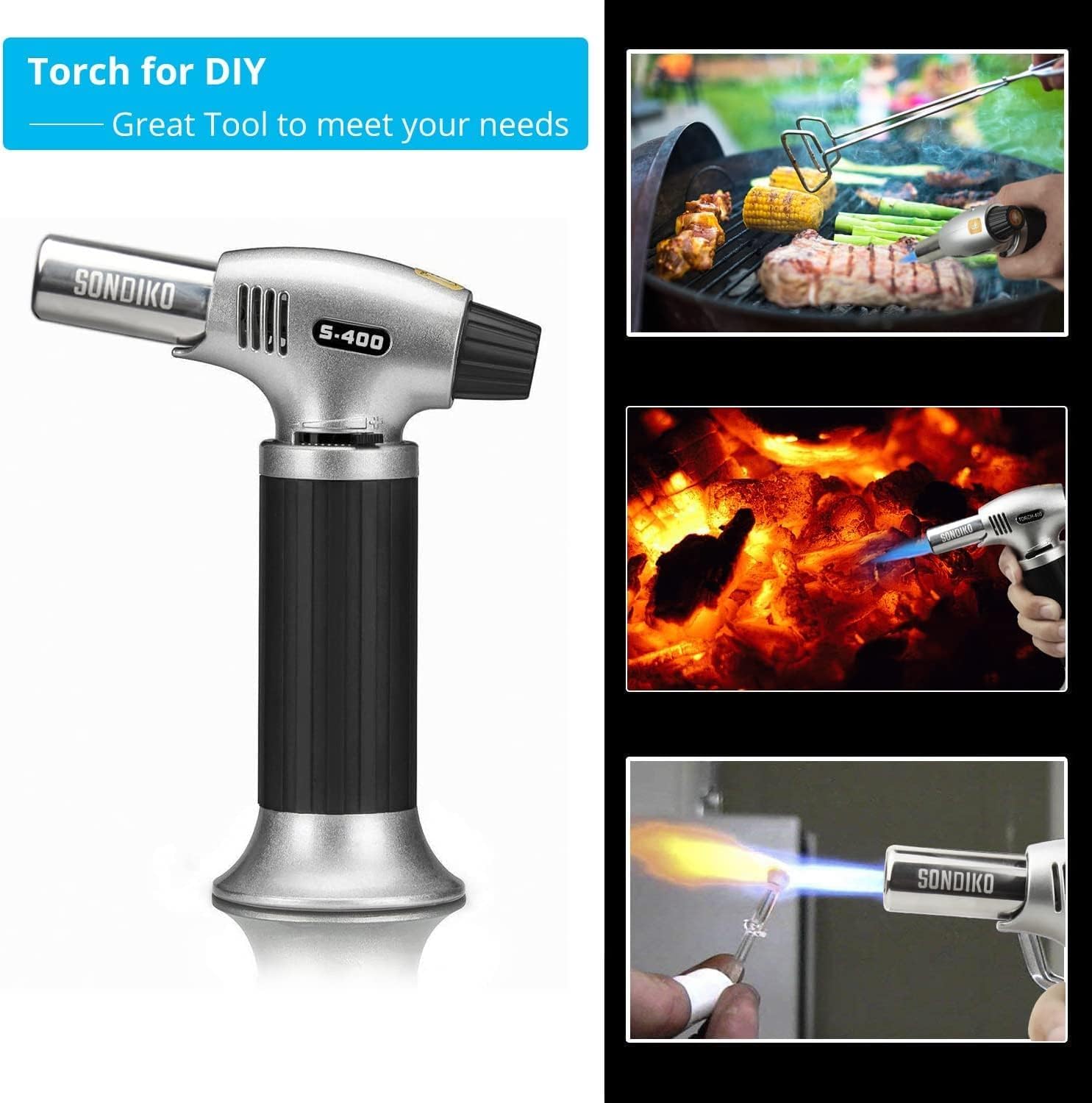 Mua Sondiko Butane Torch S400, Refillable Kitchen Torch Lighter, Fit ...