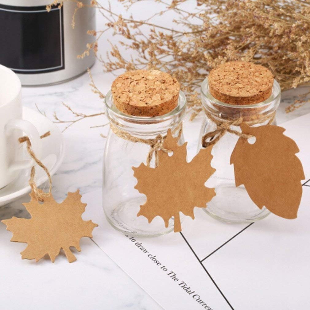 SZETOSY Leaf Gift Tags With Twine – GOODCHANCEUK 200 Pieces Kraft Paper ...