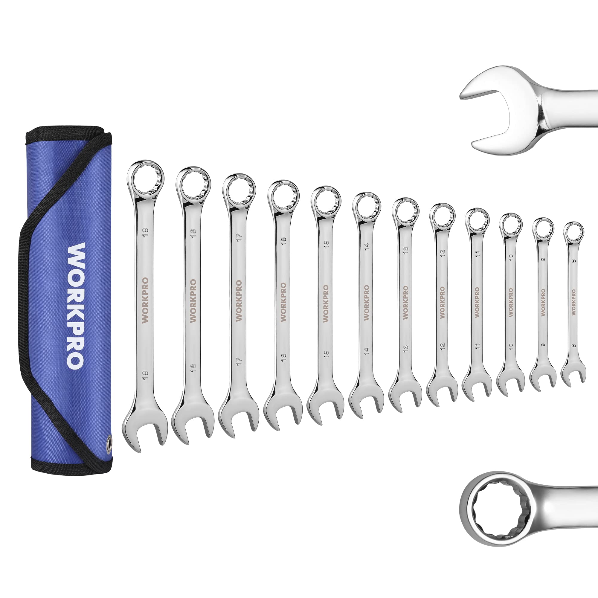 Mua WORKPRO 12-Piece Combination Wrench Set, Metric 8-19mm, Premium Cr ...