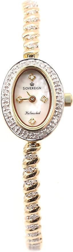 Sovereign 9ct Gold 1/4ct Diamond Watch W0422 : Amazon.co.uk: Watches