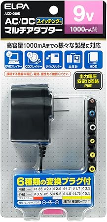Amazon | ELPA AC-DCマルチアダプター 9V スイッチング式 家庭用コンセントをDC9Vの電圧に変換 高容量1000mA ACD-090S | カメラ用充電器 通販