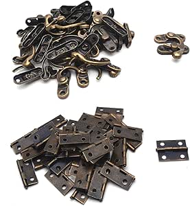 Antrader 40Pcs Mini Box Hinges, 20 Sets Antique Right Latch Hasp for ...