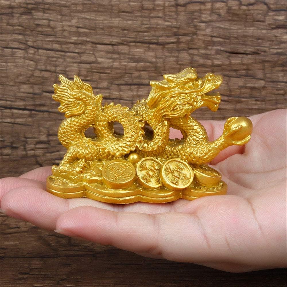 Feng Shui Resin Dragon Loong on Ancient Coins Statue Symbol of ...