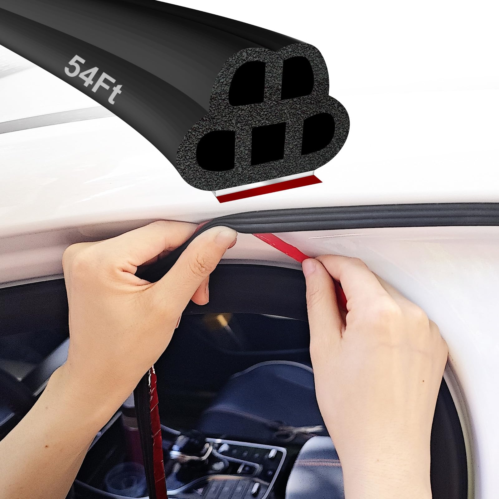 Car Door Seal Strip Rubber - Self-Adhesive 54ft Universal Automotive ...