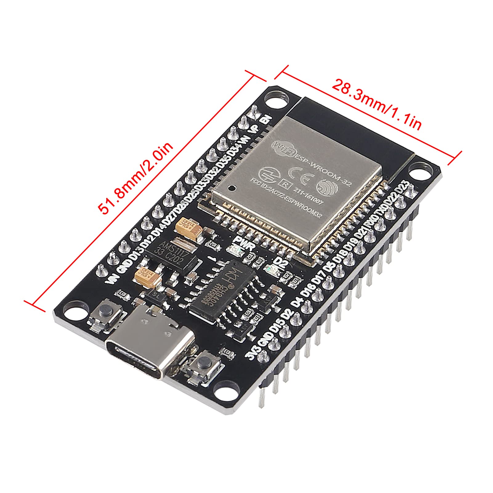 Mua AITRIP 3PCS ESP32 ESP32S ESP-WROOM-32 Development Board USB-C, 2.4GHz Dual Mode WiFi ...
