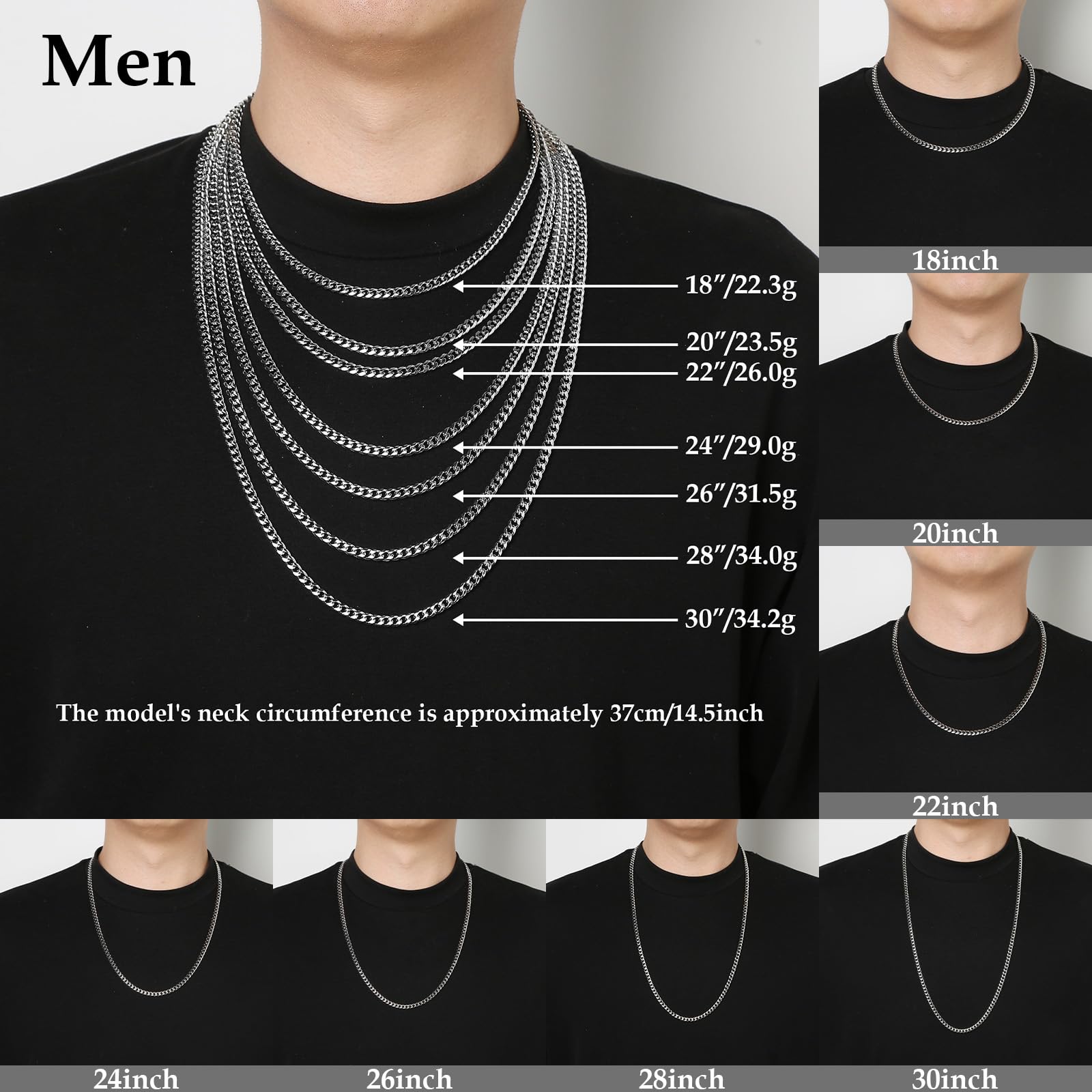 Mua HZMAN Cuban Chain for Men 3.5mm/5mm/7mm/9mm Stainless Steel Men's ...