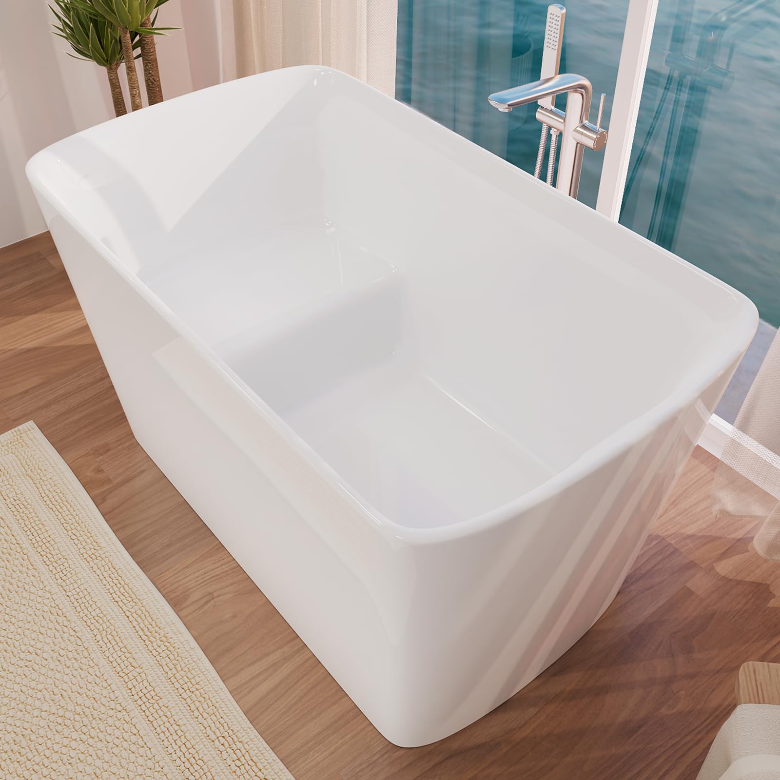 Mokleba 47" Lucite Acrylic Freestanding Bathtub?Square Shape Janpanese ...