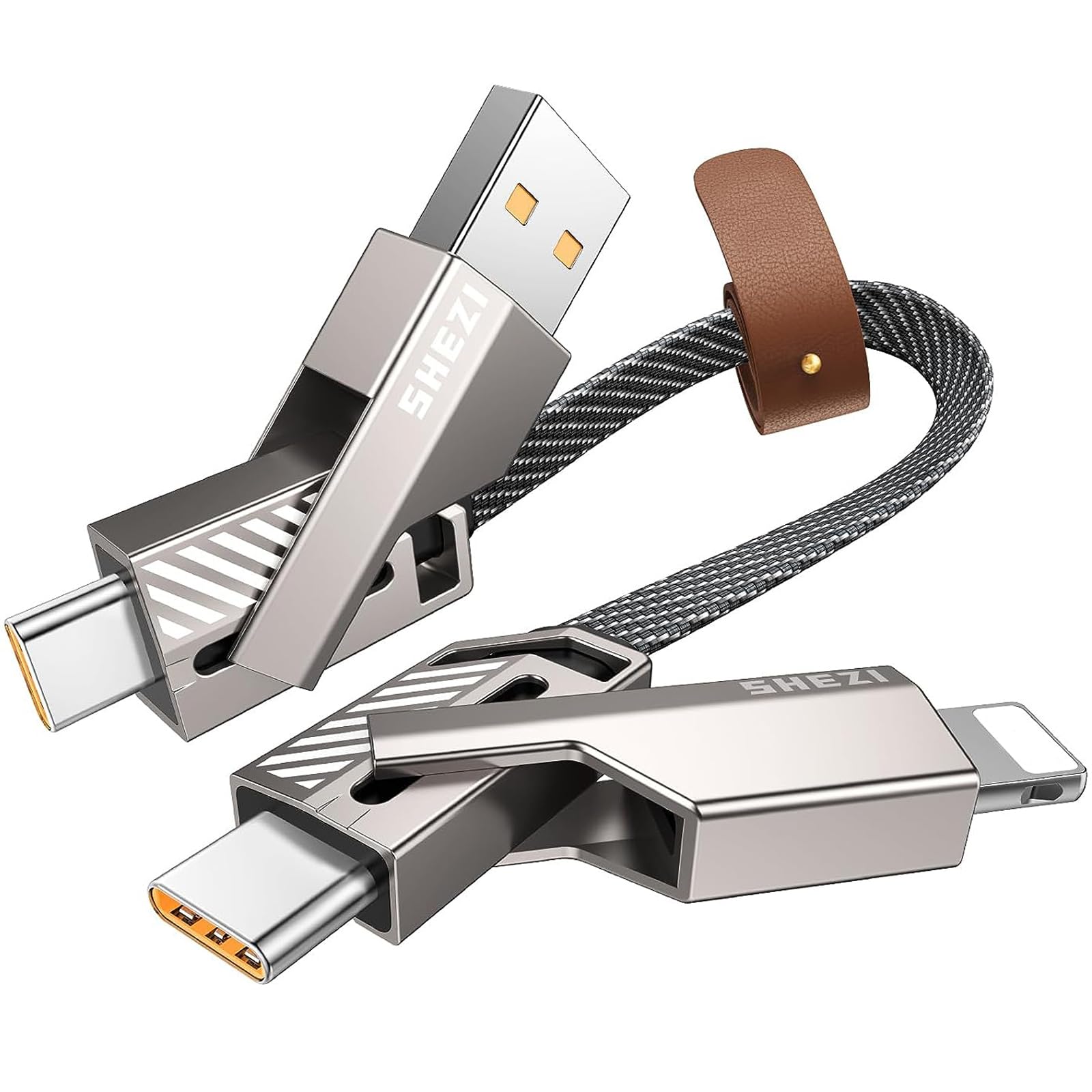 Vexipia 4-in-1 USB C Cable 60W 0.6FT Fast Charging Flat Nylon Braided ...