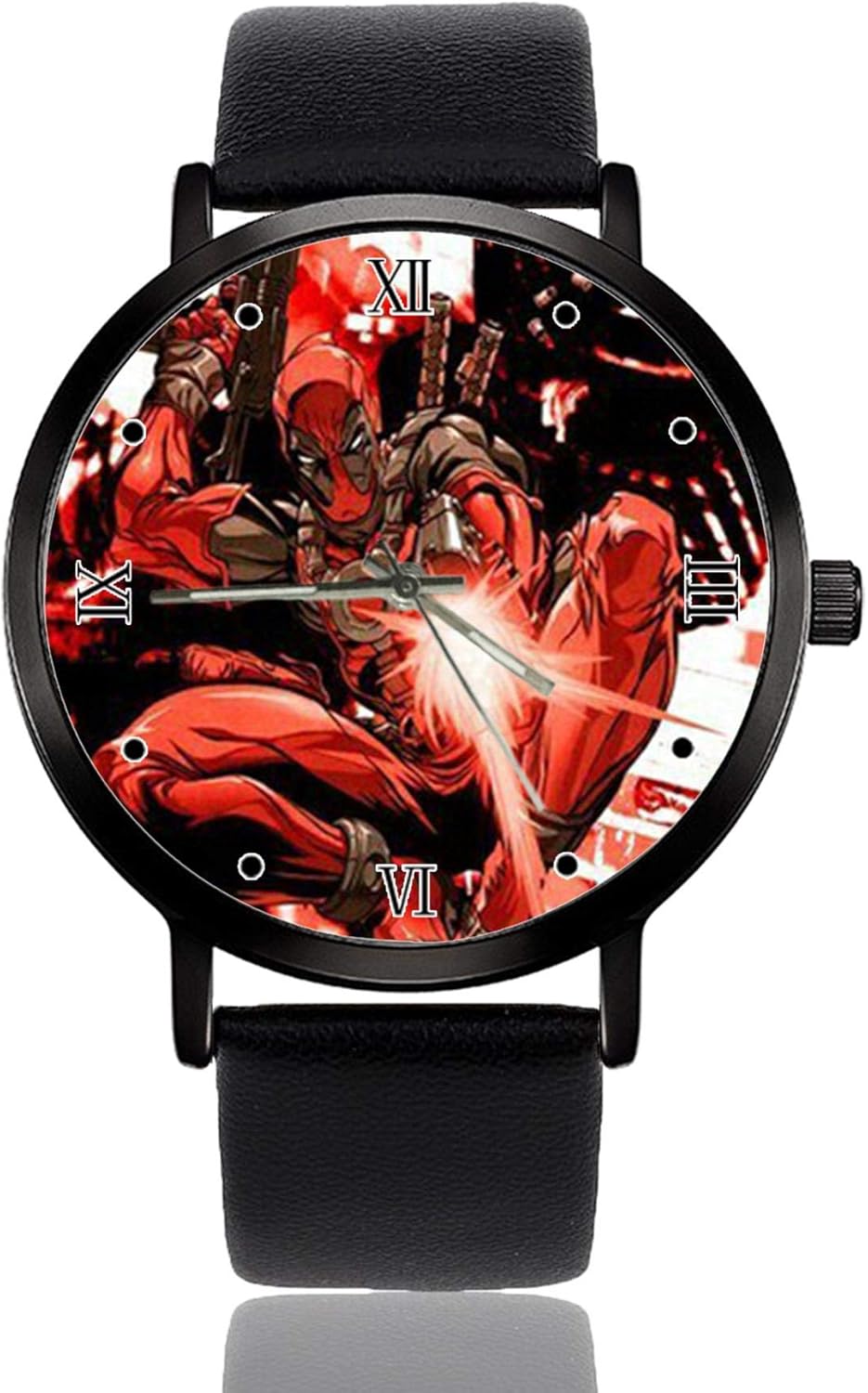 Deadpool Fashion Men's Wrist Watch Quartz Stainless Steel Leather Strap ...
