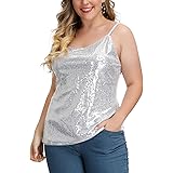 IN'VOLAND Women's Sequin Tops Plus Size Glitter Tank Top Sleeveless ...