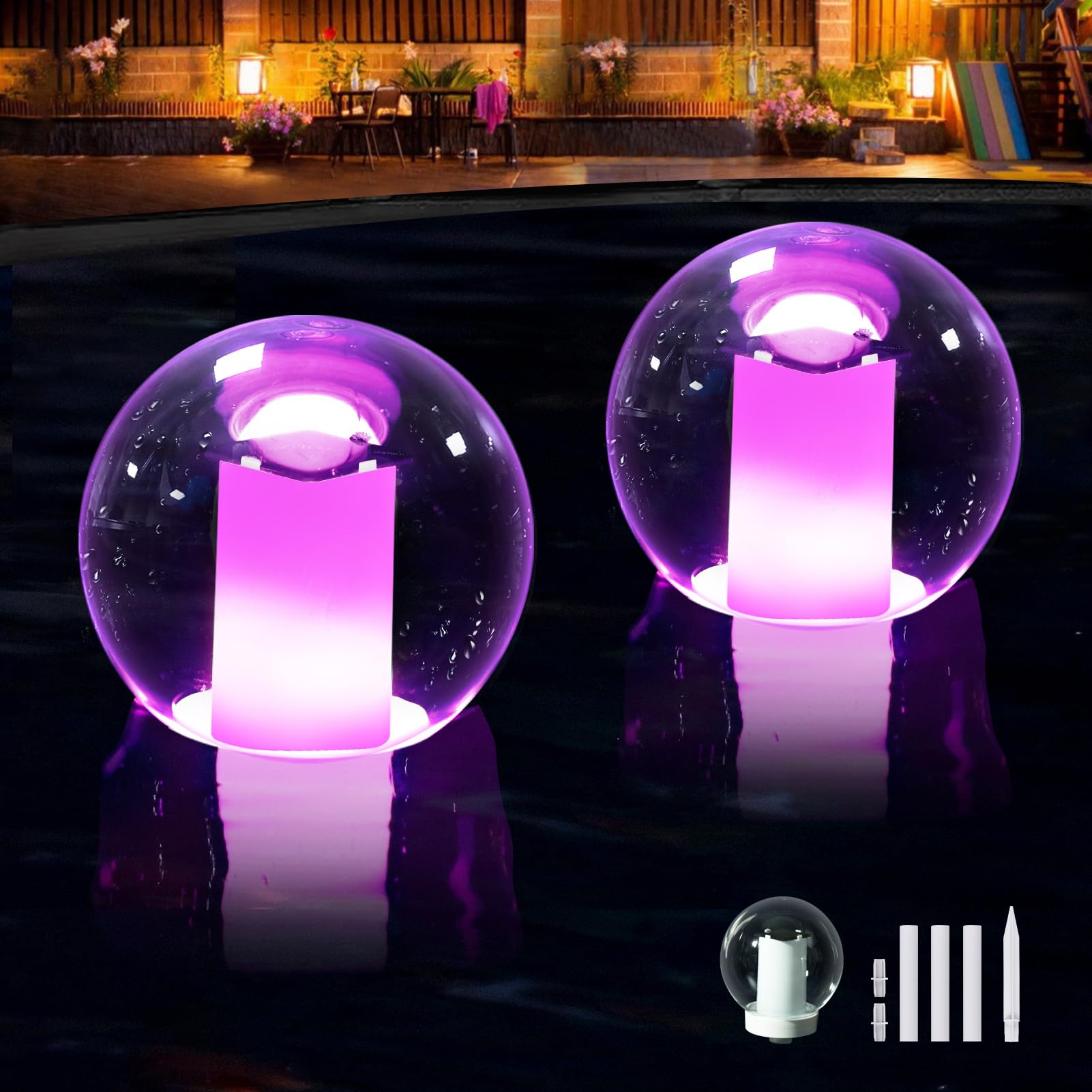Askyli Solar Floating Pool Lights, Glow in The Dark Solar Pool Lights ...