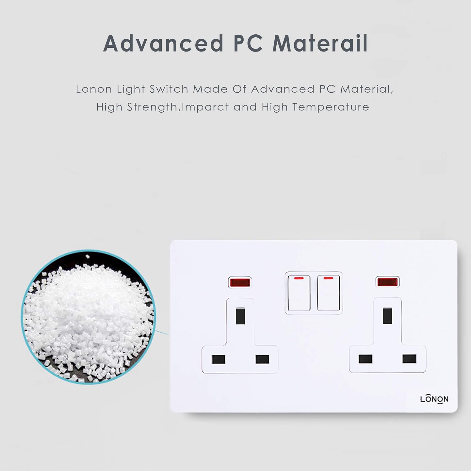 Lonon Double Socket Set Screwless White Wall Socket 2 Gang 13A Double ...