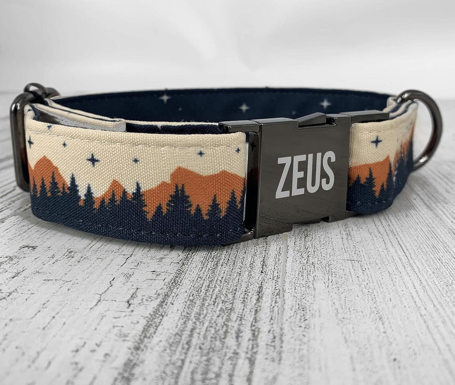 Amazon.com: Personalized Mountain Landscape Dog Collar w/Metal Buckle ...