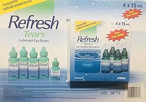 refresh tears Lubricant Eye Drops (4X15)mililiter Plus (5)mililiter, 60 ...