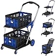 Amazon.com: LEADALLWAY Grocery Shopping Cart with 2 Storage Crates ...