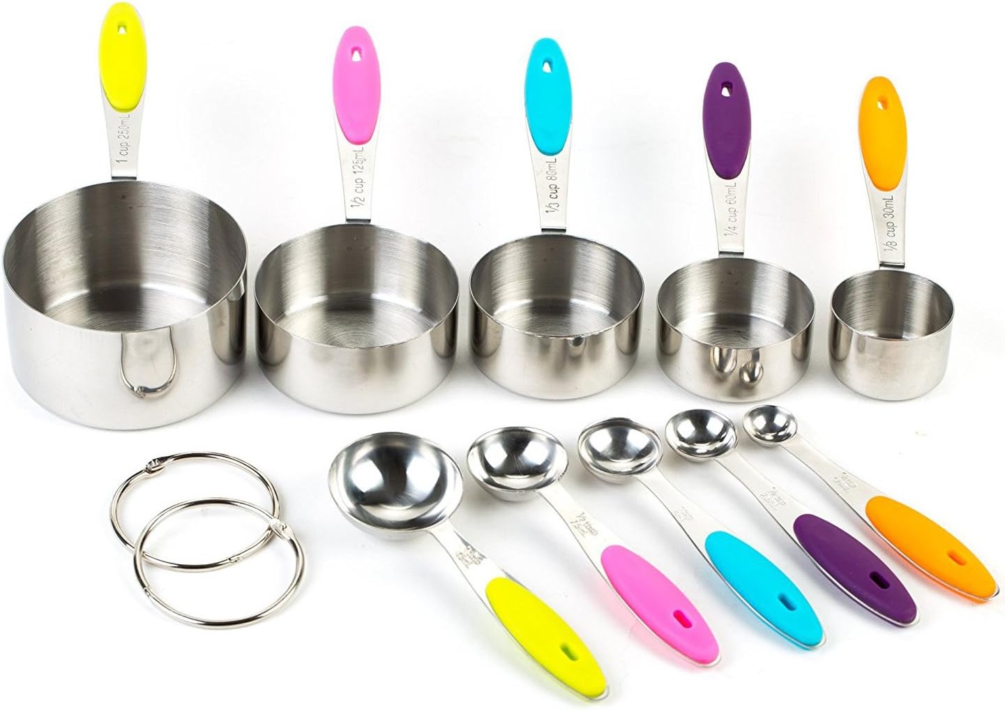 Bekith Edelstahl Messbecher und Löffel, 10 Stück, stapelbar, mit einem ...