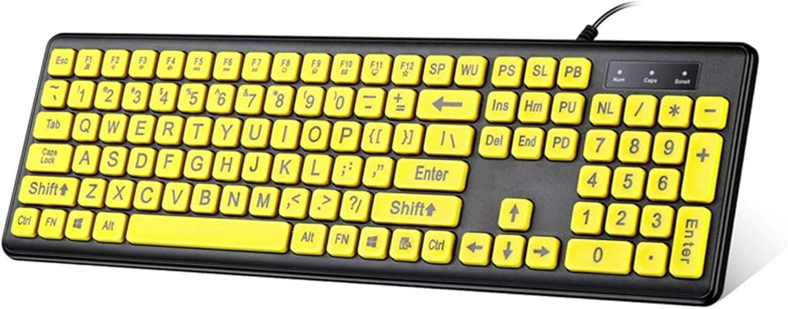 Large Print USB Wired Computer Keyboard, Wired USB High Contrast ...