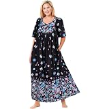 Only Necessities Women's Plus Size Long Snap-Front Knit Lounger House ...