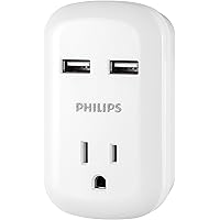 Amazon.com: Philips Outlet Extender with 2-USB Port, Charging Station ...