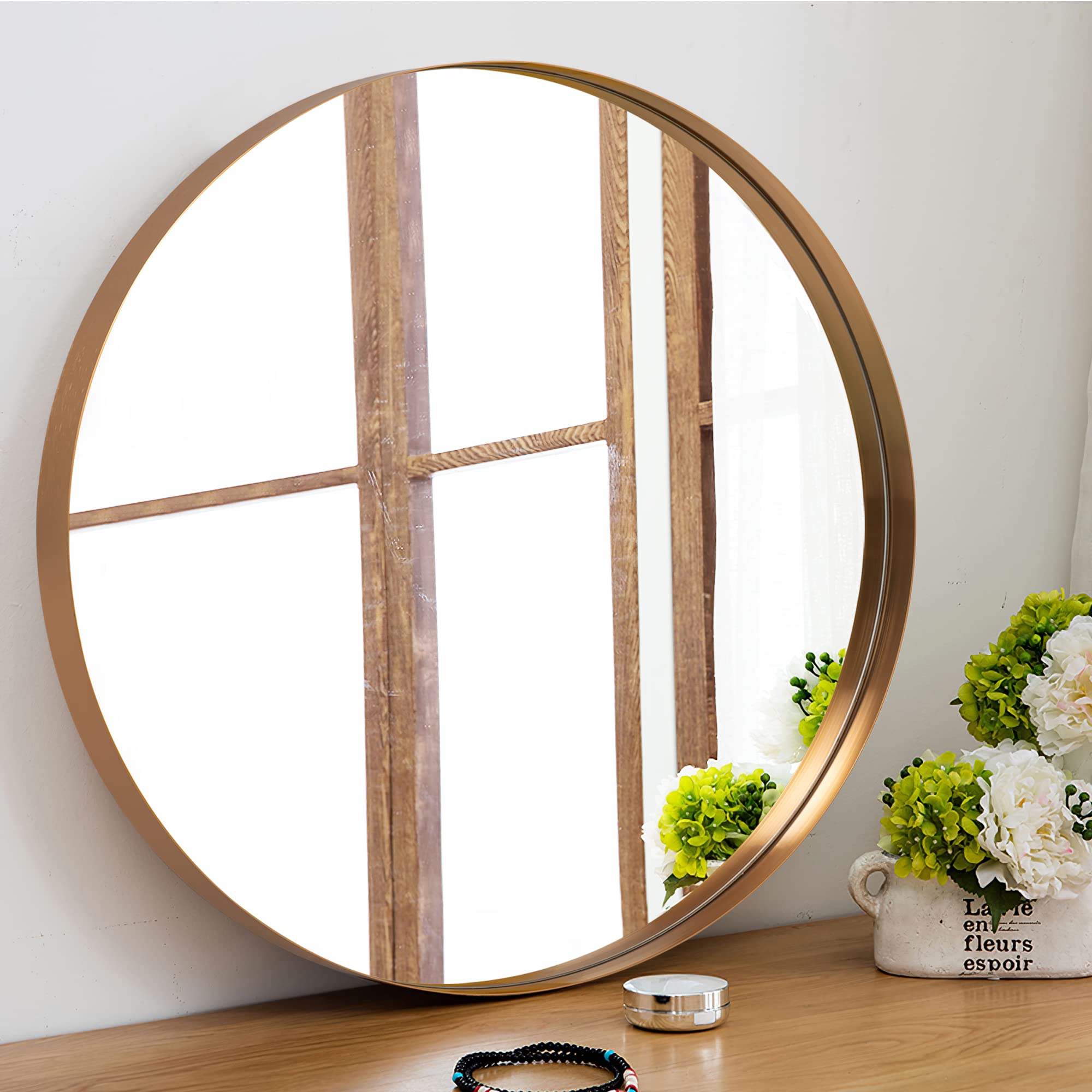 PexFix Round Mirror Circle Mirror 32'' Contemporary Metal Gold Framed ...