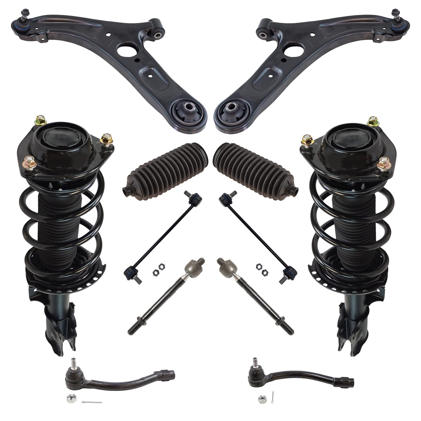 TRQ 12pc Steering Suspension Kit Strut Spring Assemblies Tie Rods ...