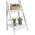 Amazon.com: MyGift 2 Tier Rustic Whitewashed Solid Wood Freestanding ...