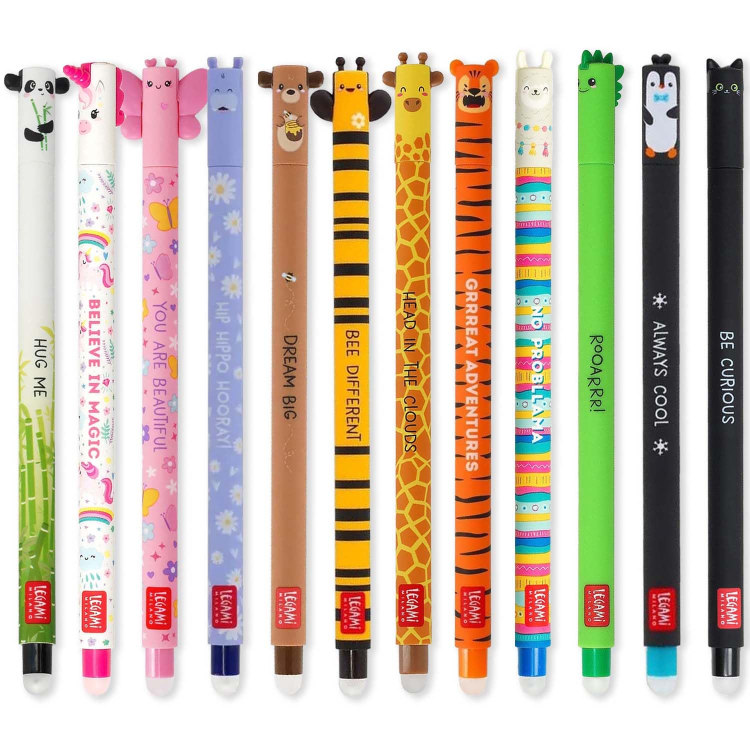 LEGAMI - Set of 12 Erasable Gel Pens with Thermosensitive Erase Ink ...