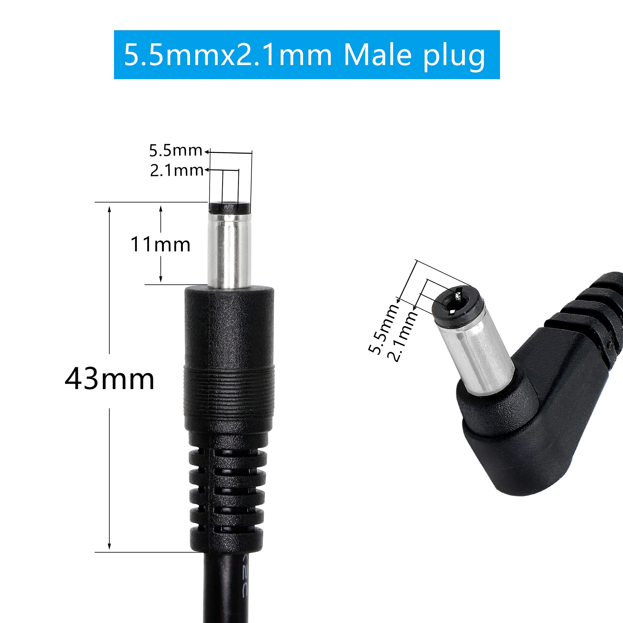 Mua Right Angle DC to DC Male Power Cable,22AWG DC 5.5MM x 2.1MM Male ...