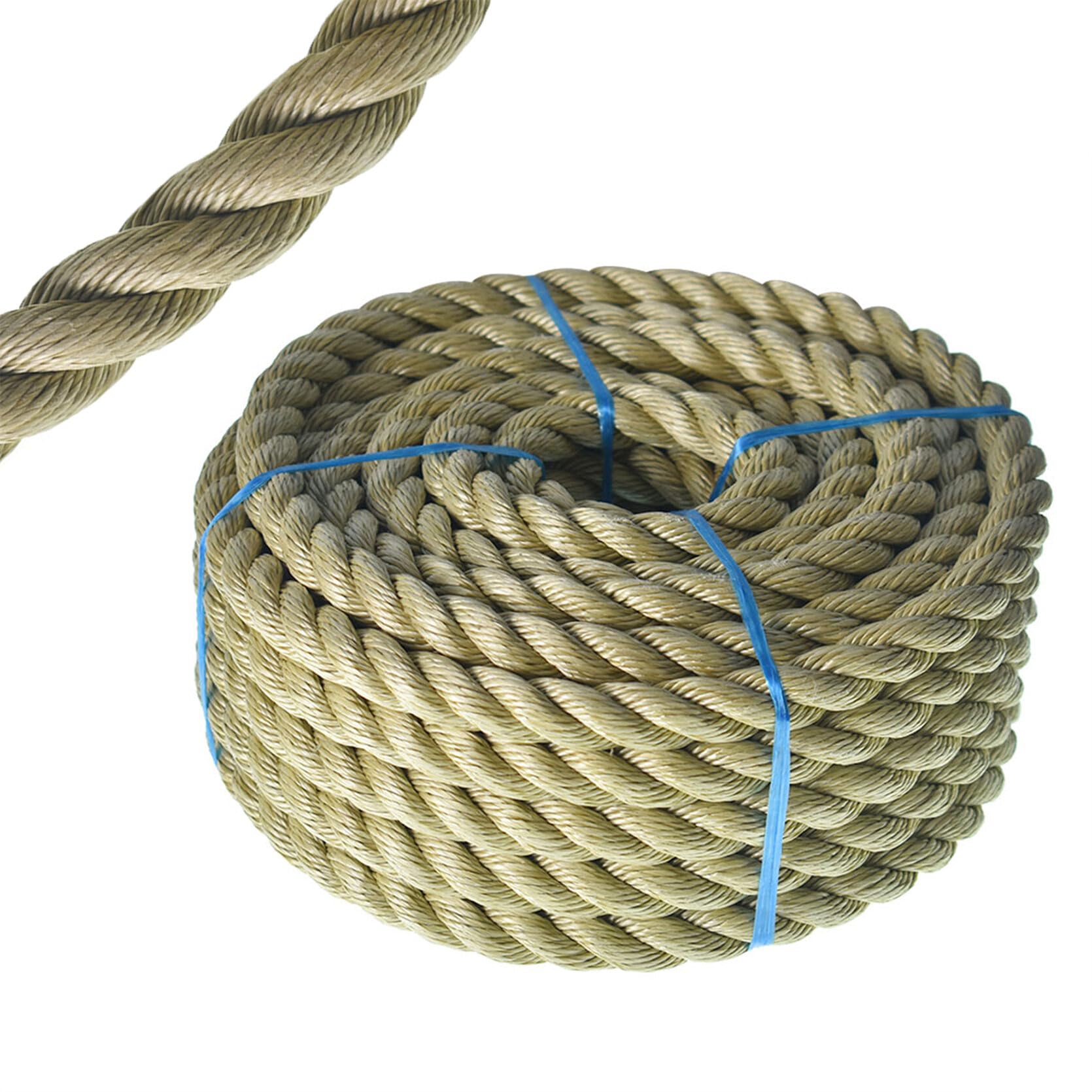 3/4 in x 50 FT Double Braid Polyester Rope Tensile Strength Pulling ...
