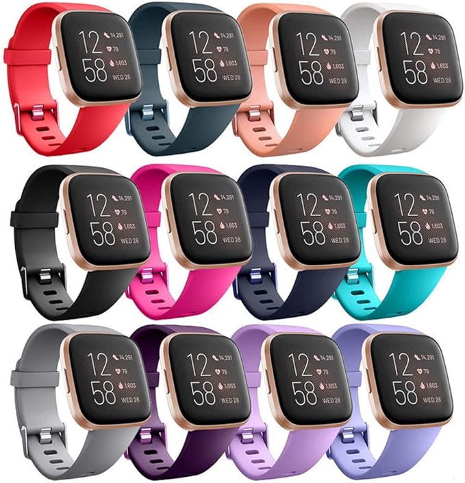 Fitbit Versa 2 Bands, 12 Pack Soft Silicone Sports Bands for Fitbit ...