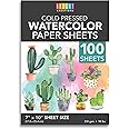 Amazon.com: Bright Creations 100 Sheets Cold Press Watercolor Paper for ...
