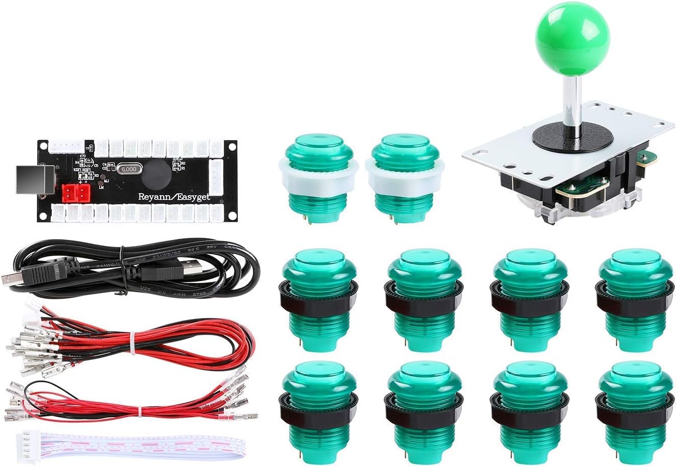 Hikig Arcade Retro Games DIY Cabinet Parts Kit, 10x LED Arcade Button + 1x 8 Ways Joystick + 1x ...