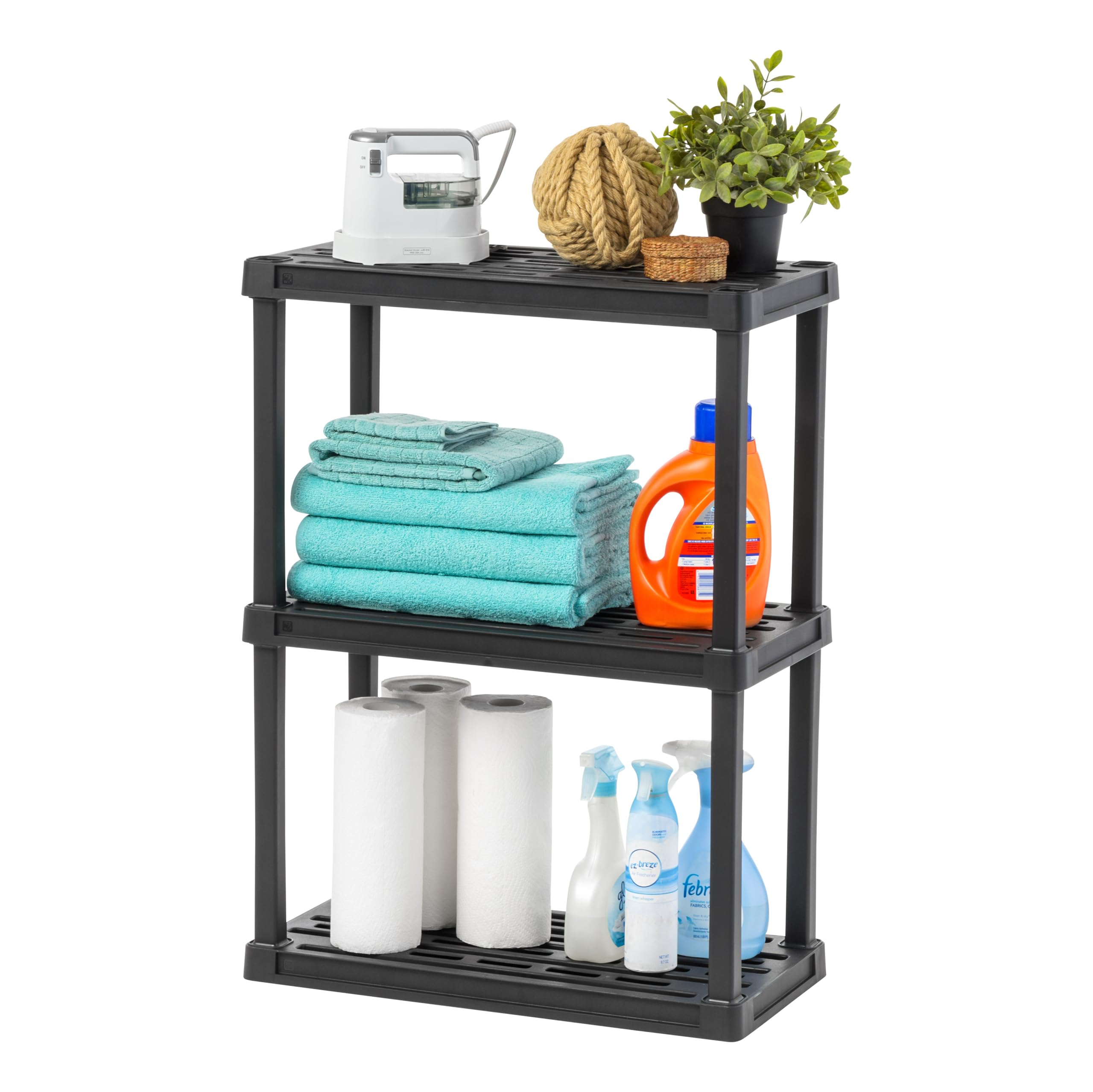 IRIS USA 3-Shelf Heavy Duty Plastic Storage Shelves, 120lb Capacity, 33 ...