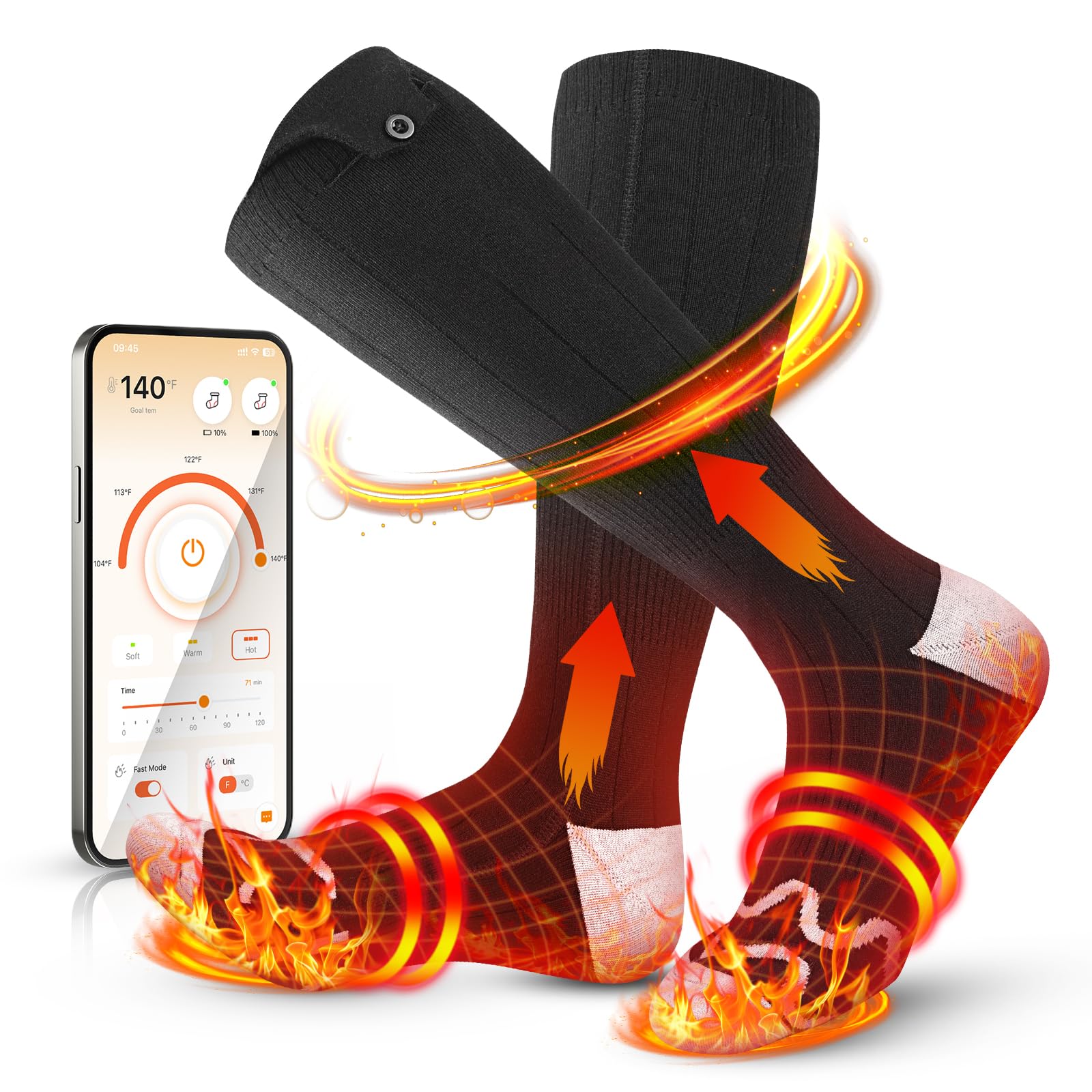 Heated Socks for Men Women with APP Control,5000mAh Rechargeable ...