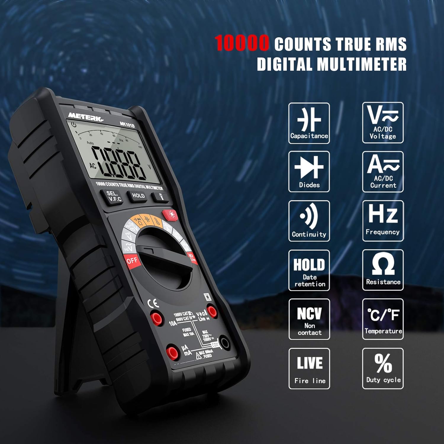 Test, Measure & Inspect Digital Multimeter,Meterk TRMS 10000 Counts ...