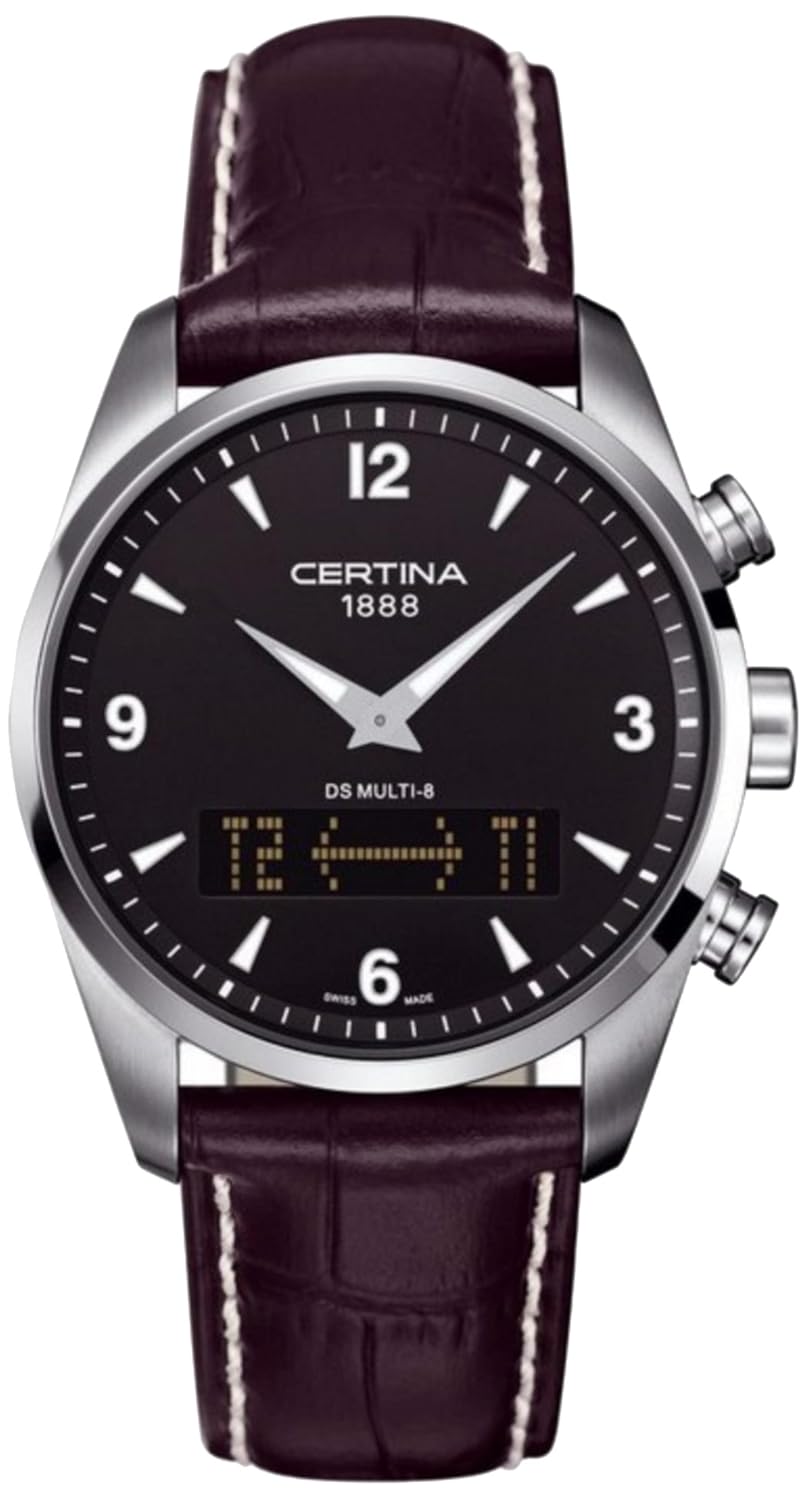 CERTINA Men's XL Analogue & Digital Quartz Watch with Leather Strap ...