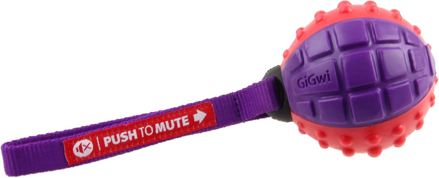 GiGwi Solid Purple/Red Push-to-Mute Ball Dog Toy: Amazon.co.uk: Pet ...