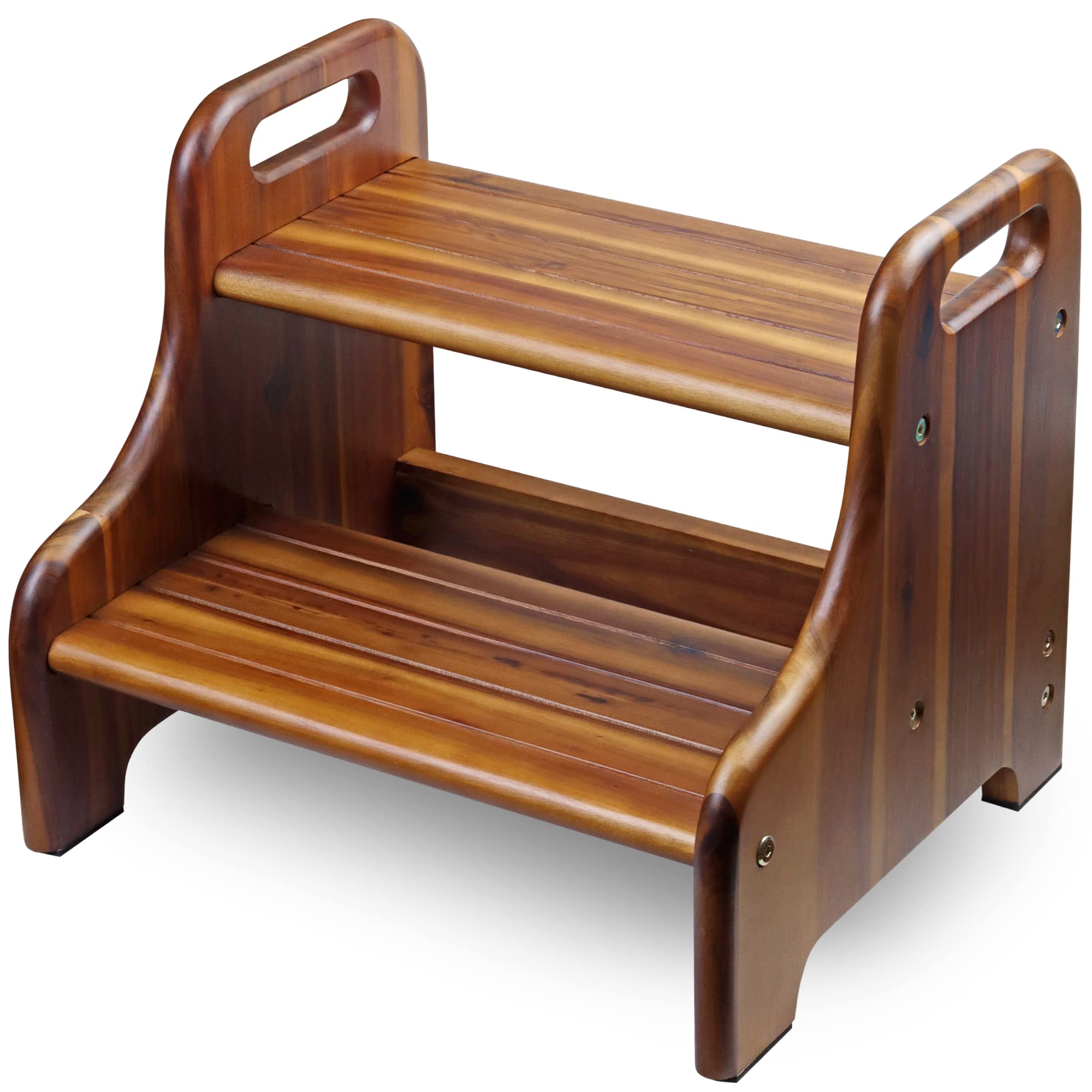 Wood Step Stool for Kids and Toddlers, Natural Acacia Solid Wood ...