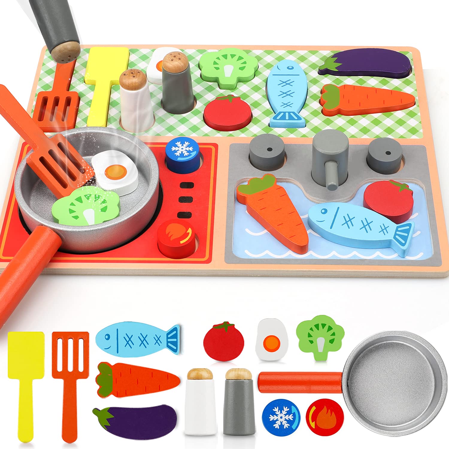 Mua TOY Life Wooden Kitchen Sets for Kids, Wooden Play Food, Wooden ...