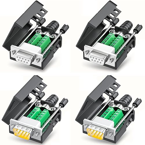 Jienk 4PCS DB9 Solderless Breakout Board Connector, RS232 D-SUB Serial ...